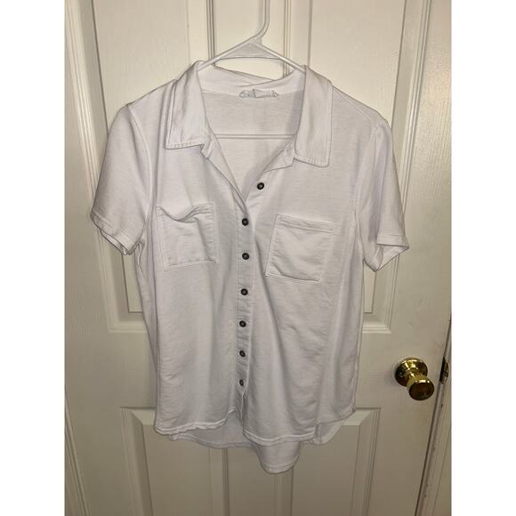 Jane and Delancey | Tops | Jane Delancey White Button Up Polo Shirt Ss ...